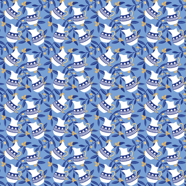 Hanukkah Vessels Wrapping Paper | Zero Waste Blue Wrapping Paper ...